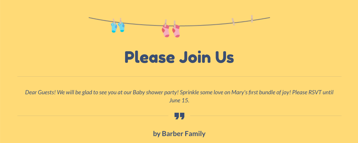 Baby Shower Invitation Template - Weblium