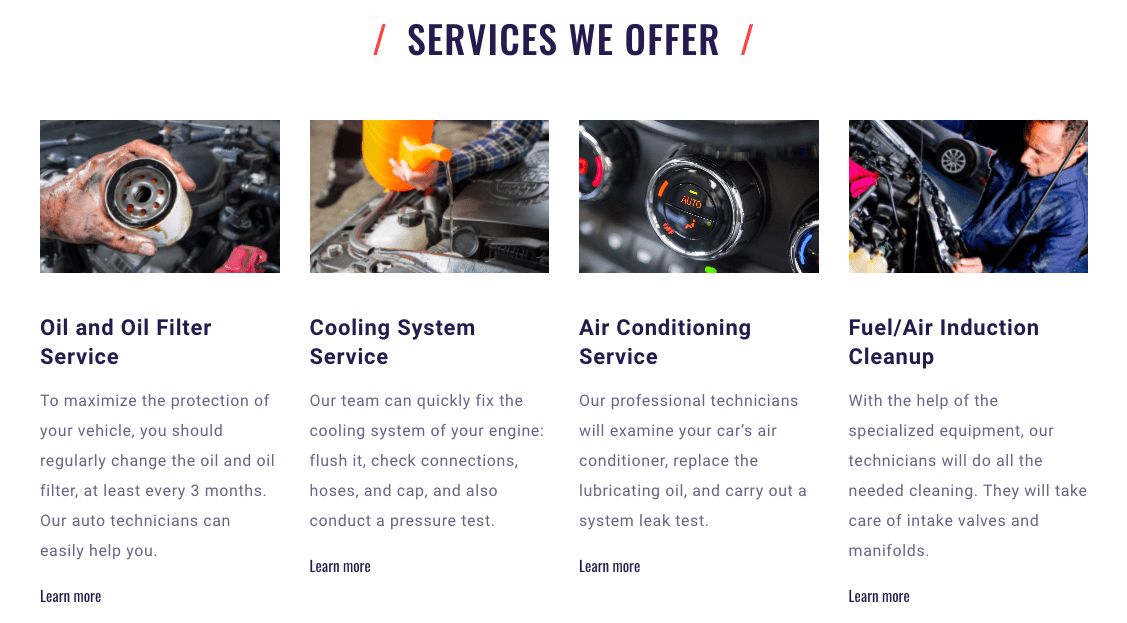 Mechanic Template - Weblium