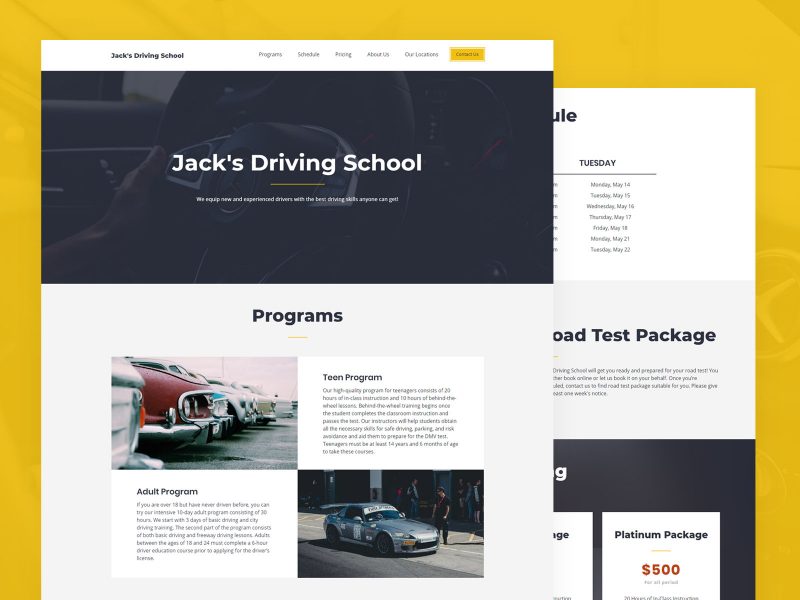 Driving School Website: Create For Free | Weblium
